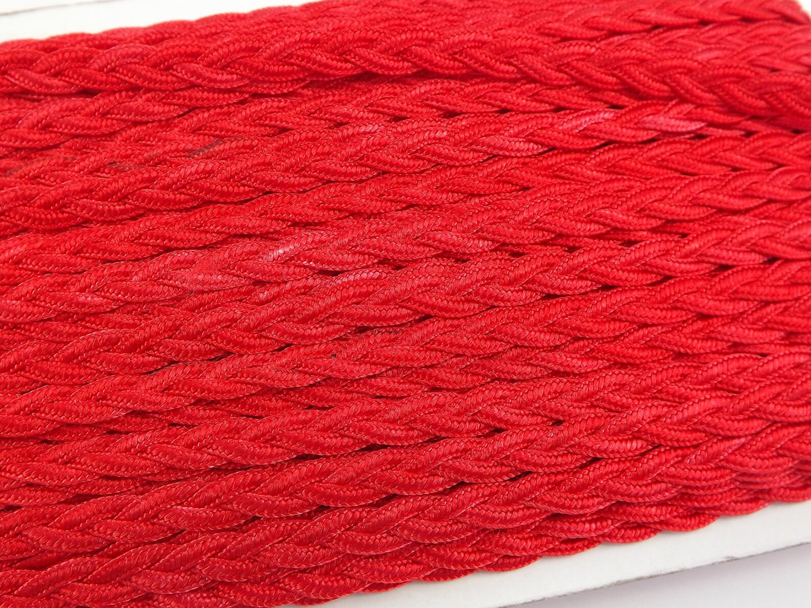 Red Braided Plait Cord Satin Silk Cord Trim - 3 Ply - 1 Meters - 1.09 ...