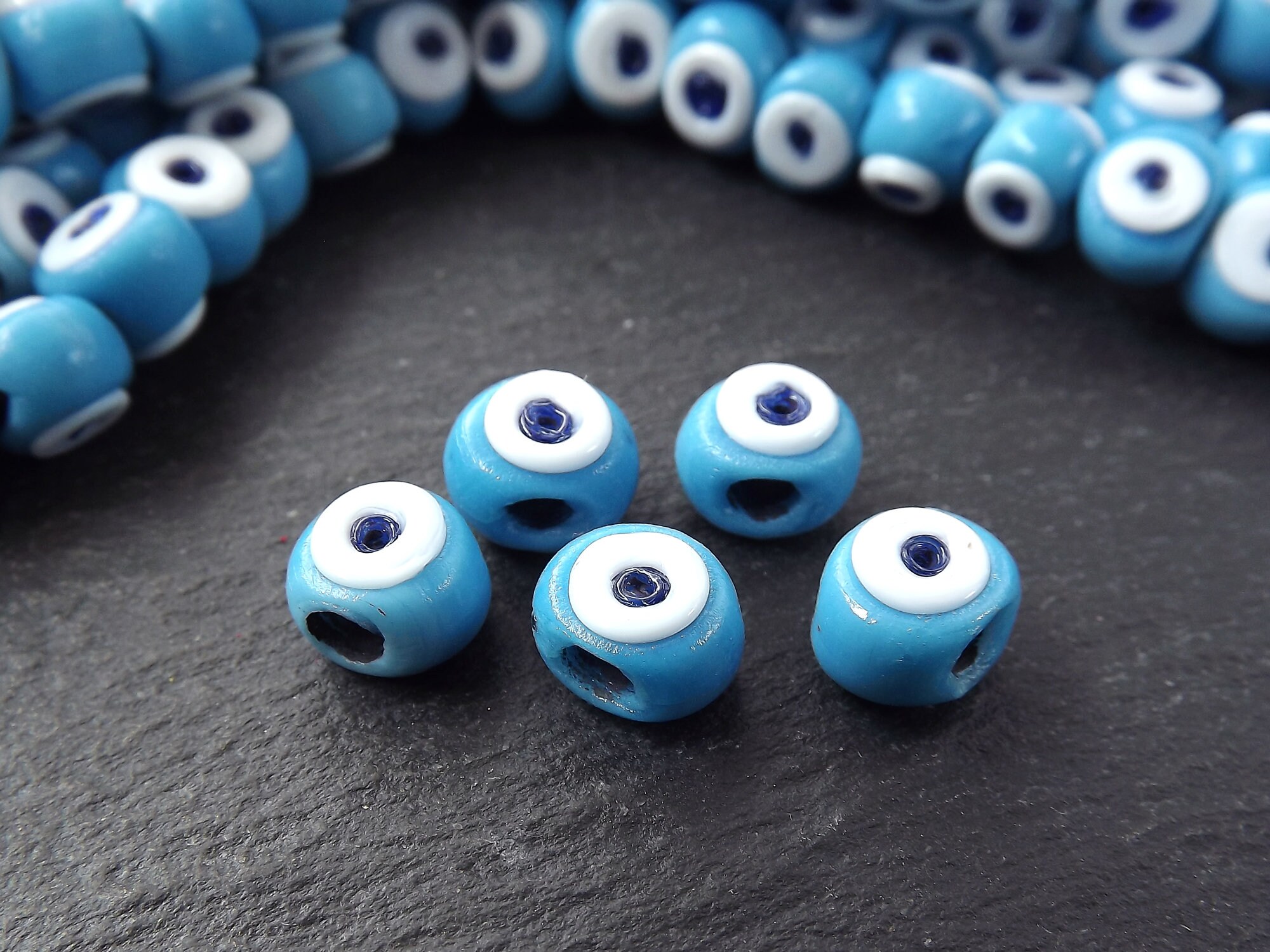 Sky Blue Evil Eye Beads Mini Blue Artisan Glass Nazar Beads | Etsy
