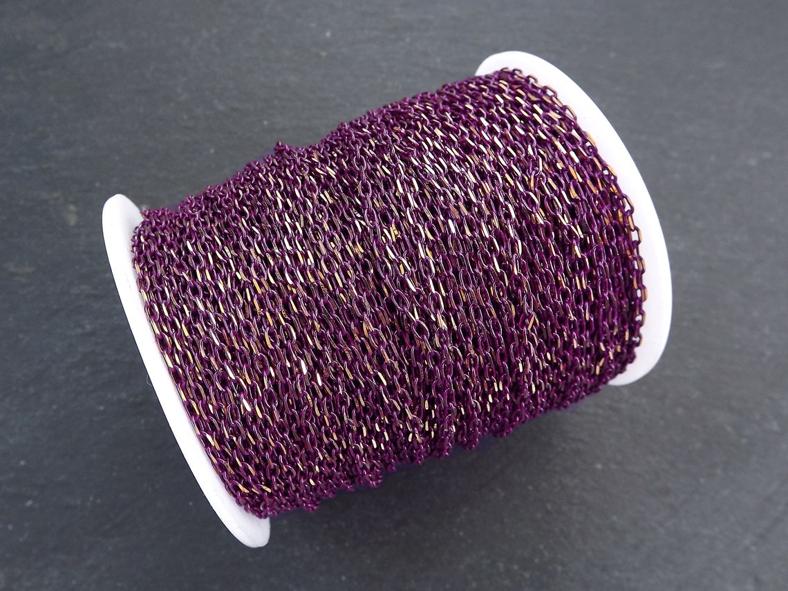 3 X 2mm Purple Gold Diamond Cut Cable Chain Delicate Oval | Etsy