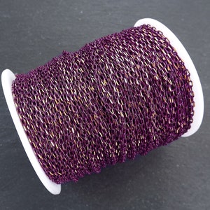 3 X 2mm Purple Gold Diamond Cut Cable Chain, Delicate Oval Link Grape ...