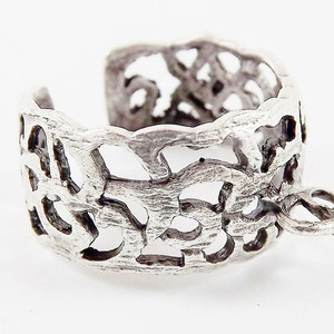 Rustic Fretwork Textured Costume Ring Base Blank With 2 Loops ...