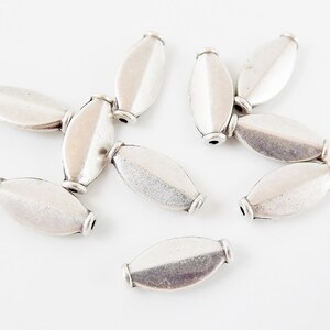 NEW - 10 Ellipse Bead Matte Silver Plated Beads Spacers - Etsy