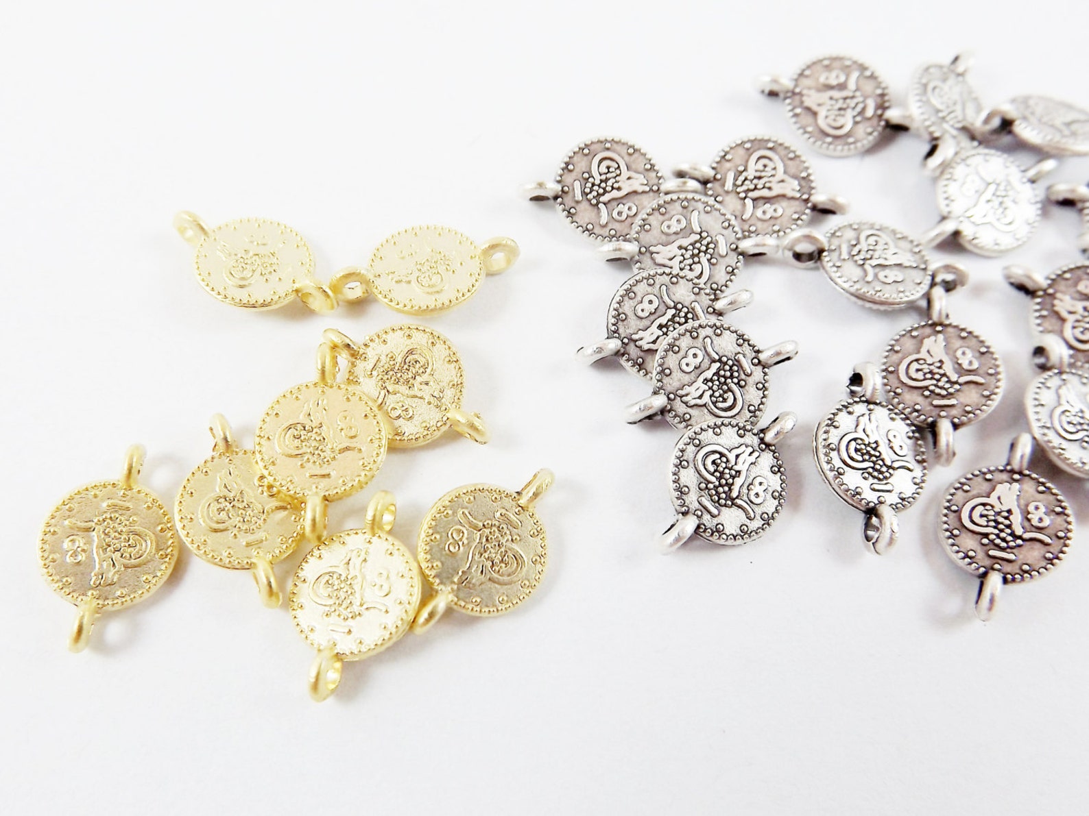 Mini Round Coin Charm Coin Connectors Silver Coin Replica | Etsy