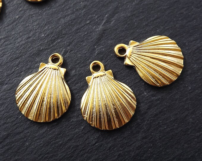 Gold Shell Charms Seashell Charms Clam Shell Scallop Shell - Etsy