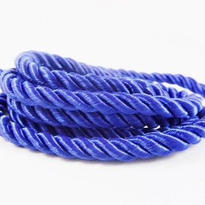 Royal Blue 5mm Twisted Rayon Satin Rope Silk Braid Cord - 3 Ply Twist ...