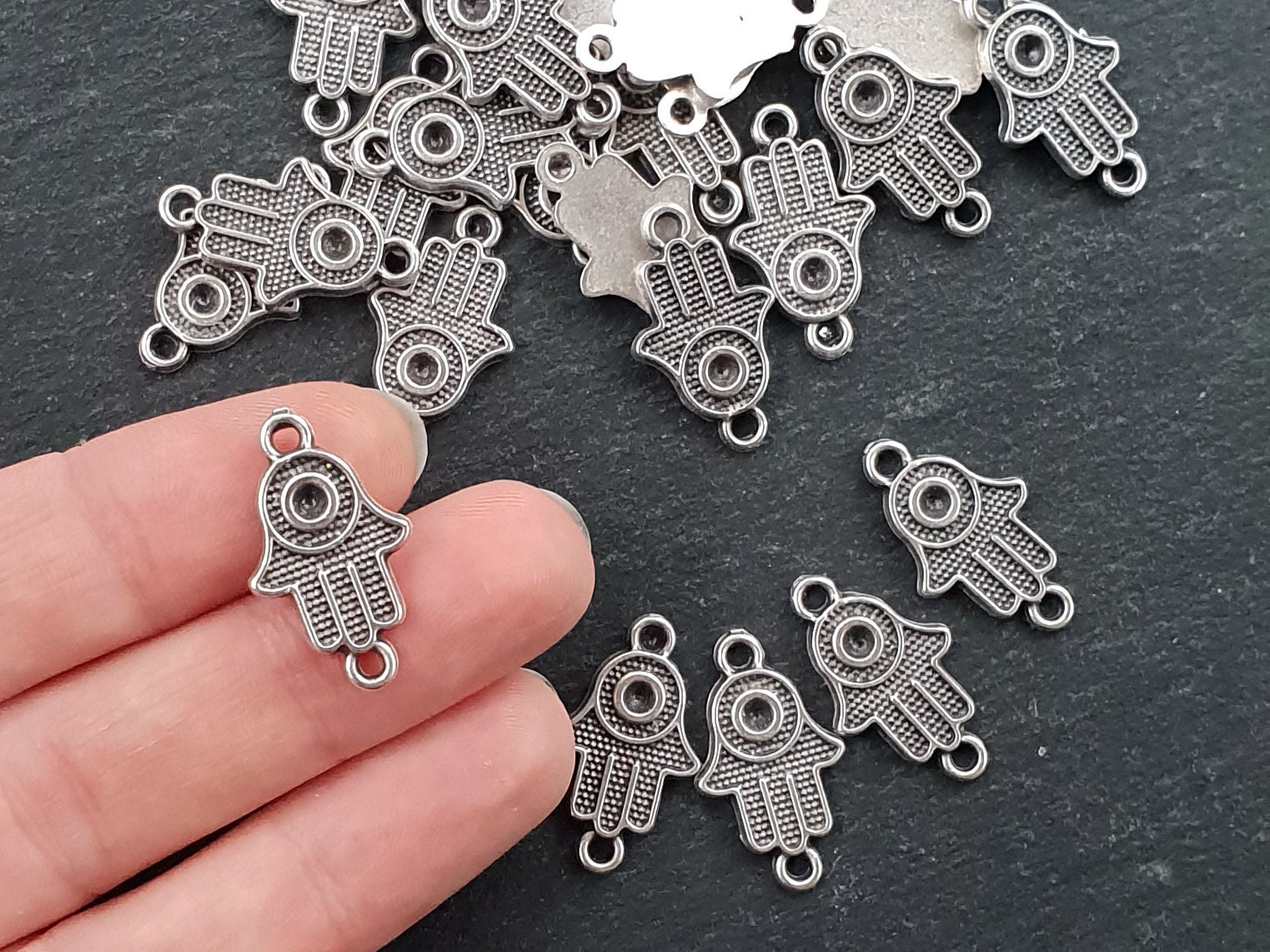 Silver Hamsa Charms Hand Charms Hamsa Connectors Small - Etsy Canada