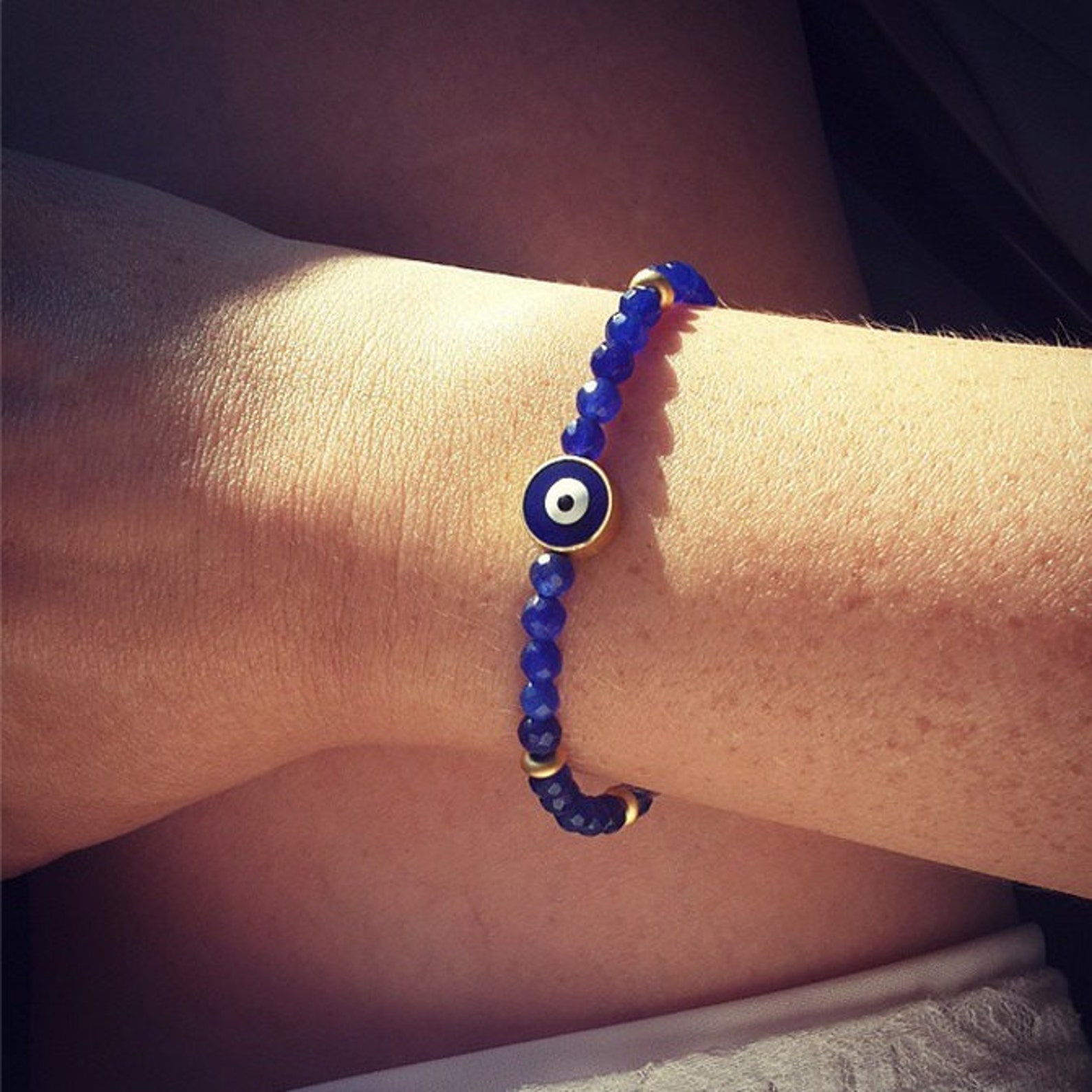 2 Large Navy Blue Lucky Enamel Evil Eye 22k Matte Gold - Etsy