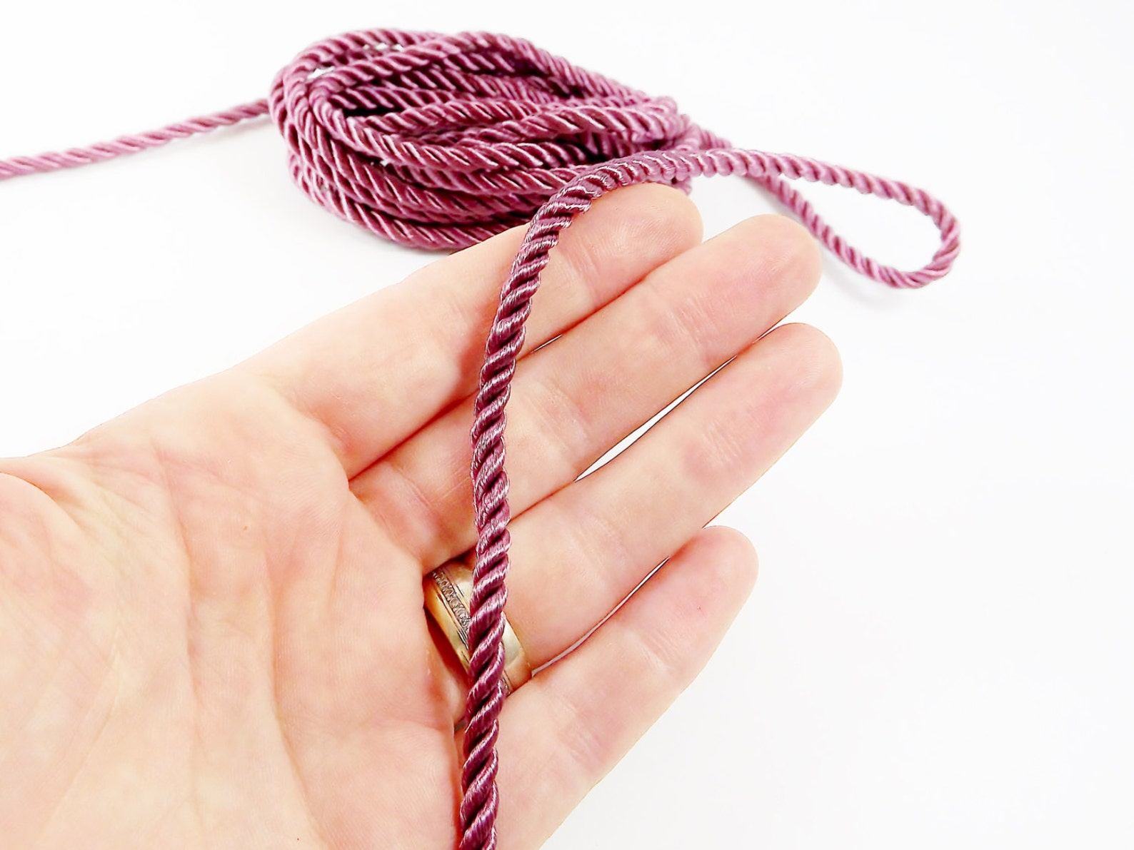 3.5mm Sunset Purple Twisted Rayon Satin Rope Silk Braid Cord - 3 Ply ...