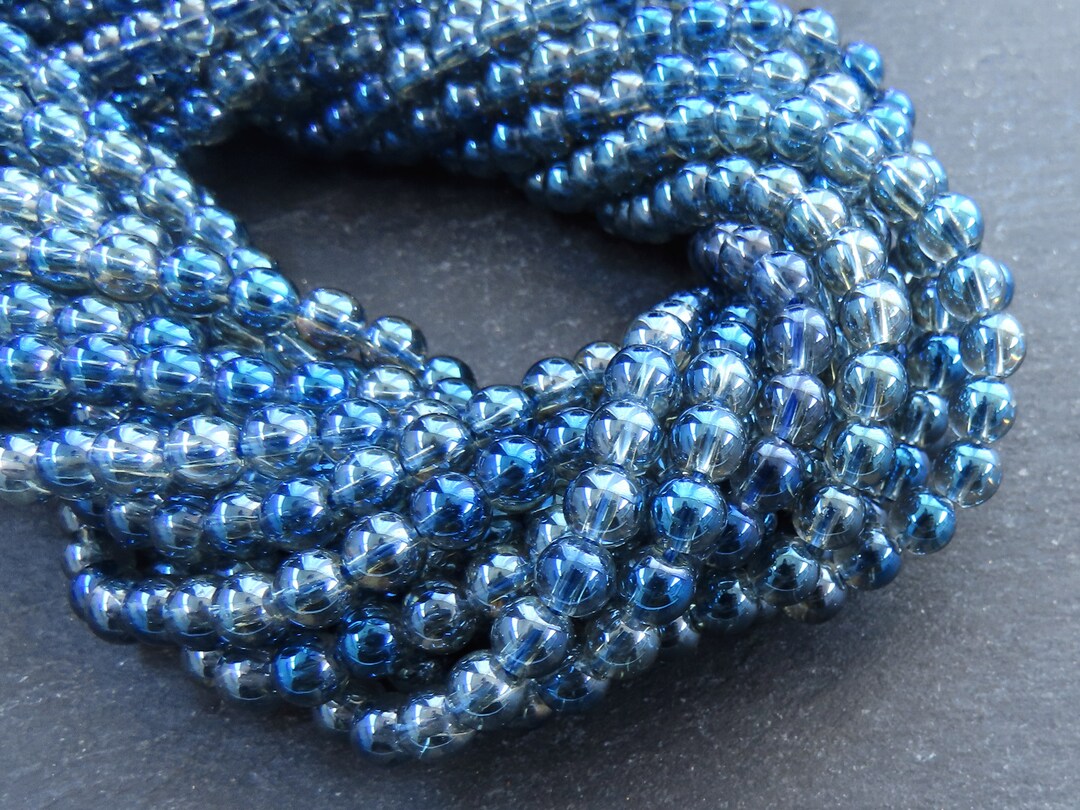6mm Blue AB Quartz Beads, Aura Quartz Crystal Loose Smooth Beads, 71 ...