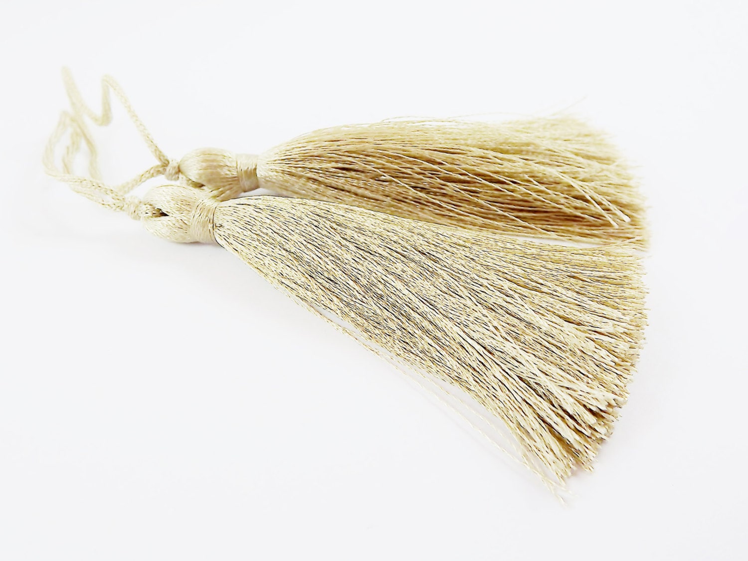 Long Antique Beige Silk Thread Tassels 3 inches 77mm 2 | Etsy