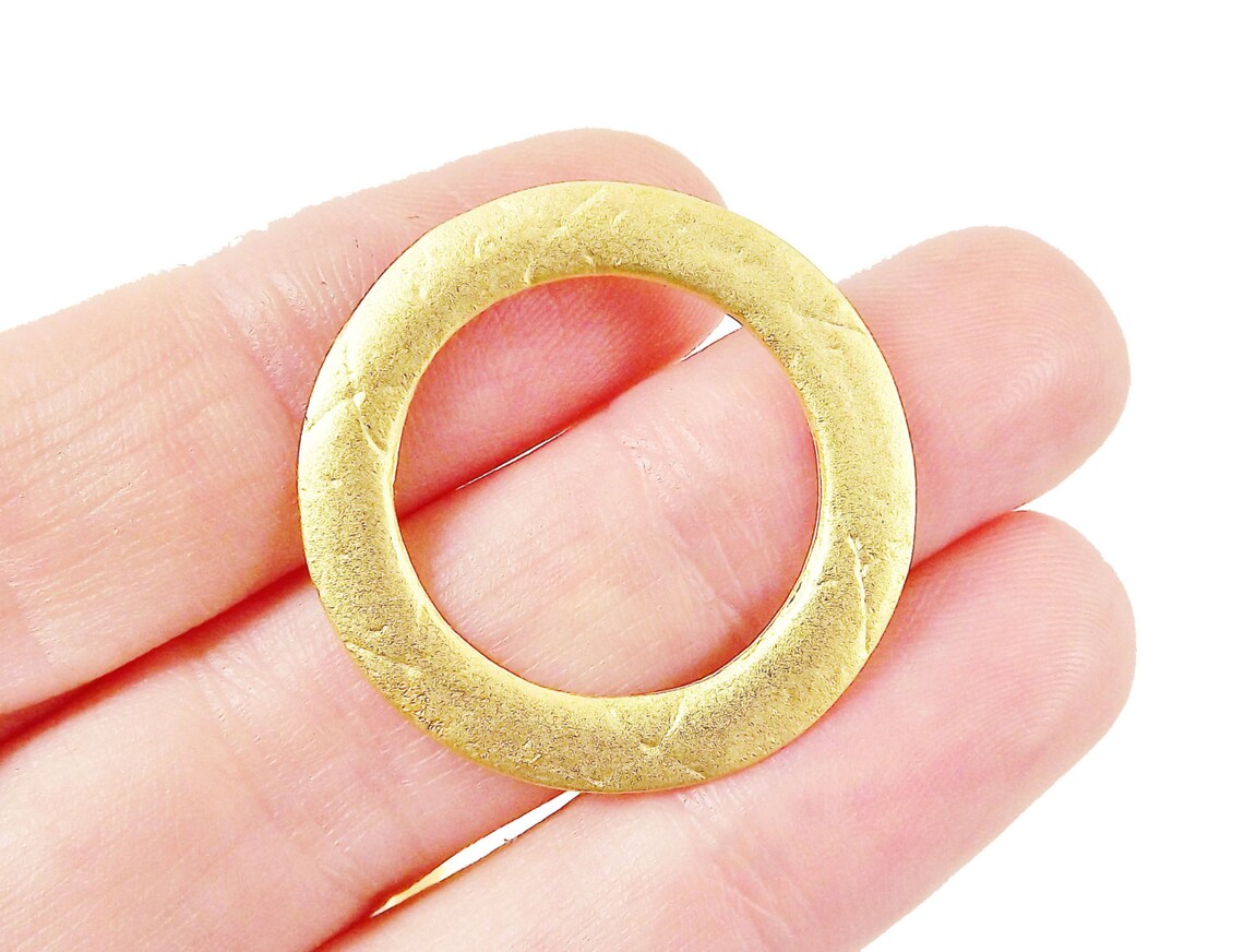 4 Largetextured Flat Ring Closed Loop Circle Pendant Connector - Etsy