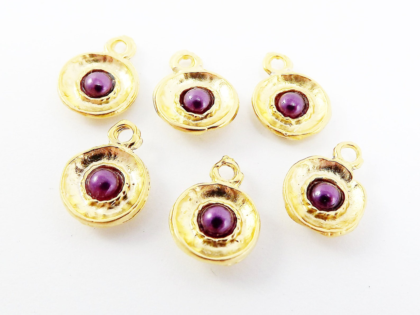 NEW 6 Small Purple Bead Inverted Dome Shaped Charms 22k - Etsy