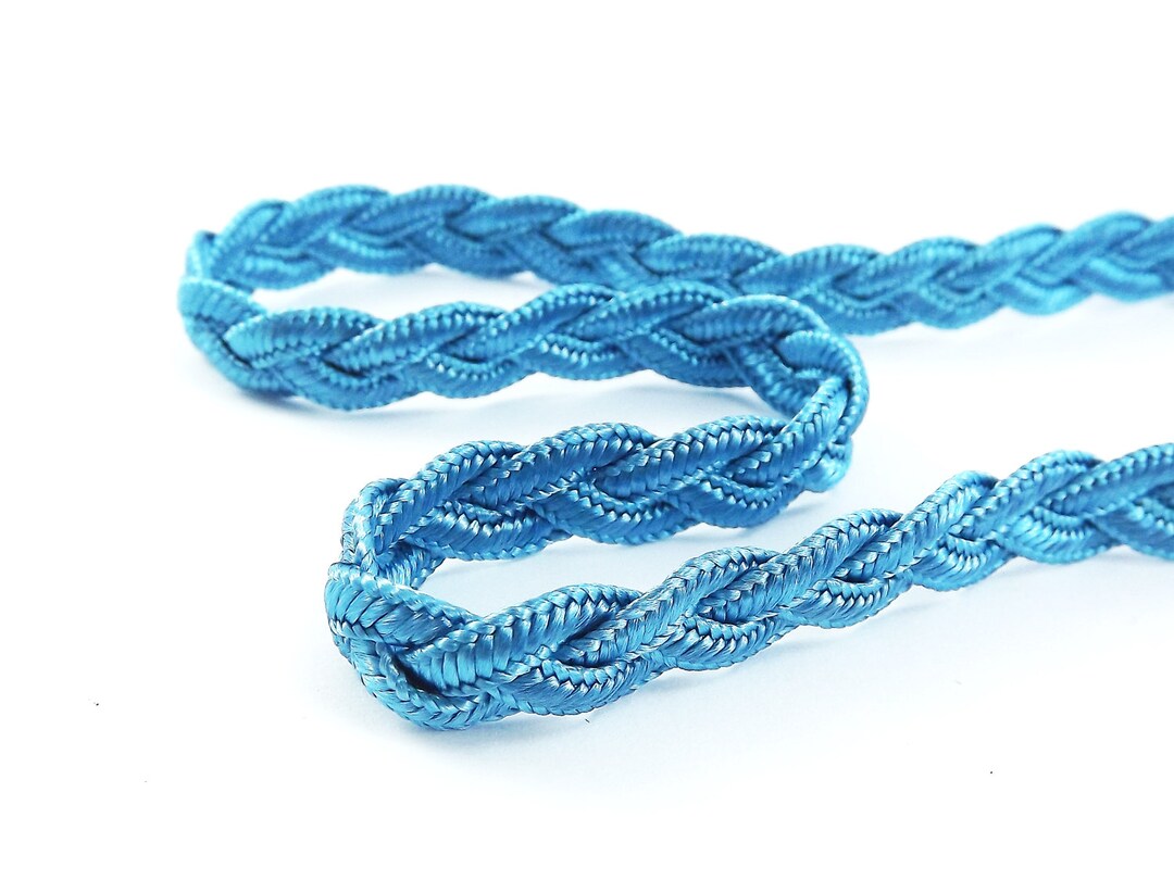 Light Atoll Blue Braided Plait Cord Satin Silk Cord Trim - 3 Ply - 1 ...