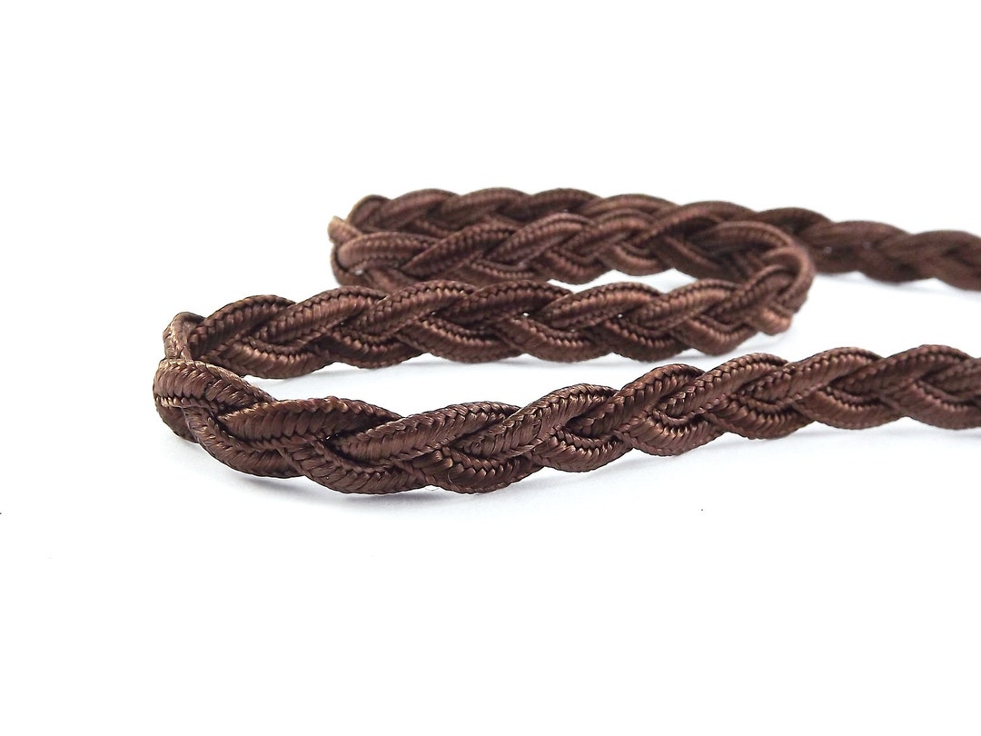 Brown Braided Plait Cord Satin Silk Cord Trim - 3 Ply - 1 Meters - 1.09 ...