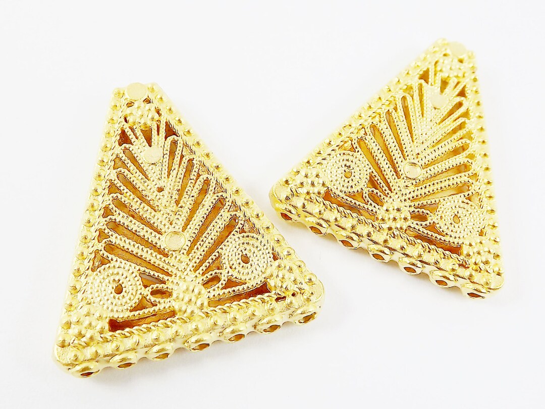 2 Large Multi Strand Flat Triangle Filigree Cone Connector - Seven ...