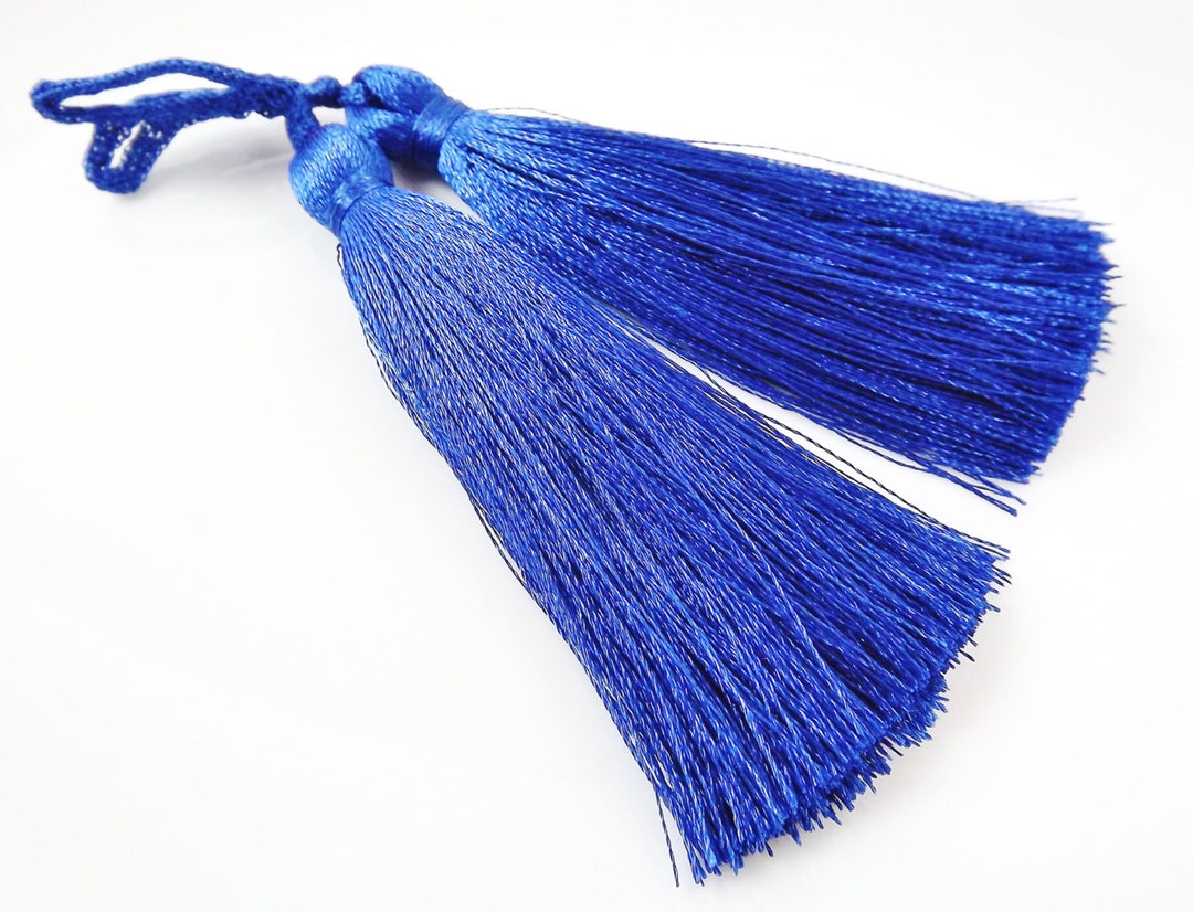 Long Royal Blue Silk Thread Tassels Earring Bracelet Necklace Tassel ...