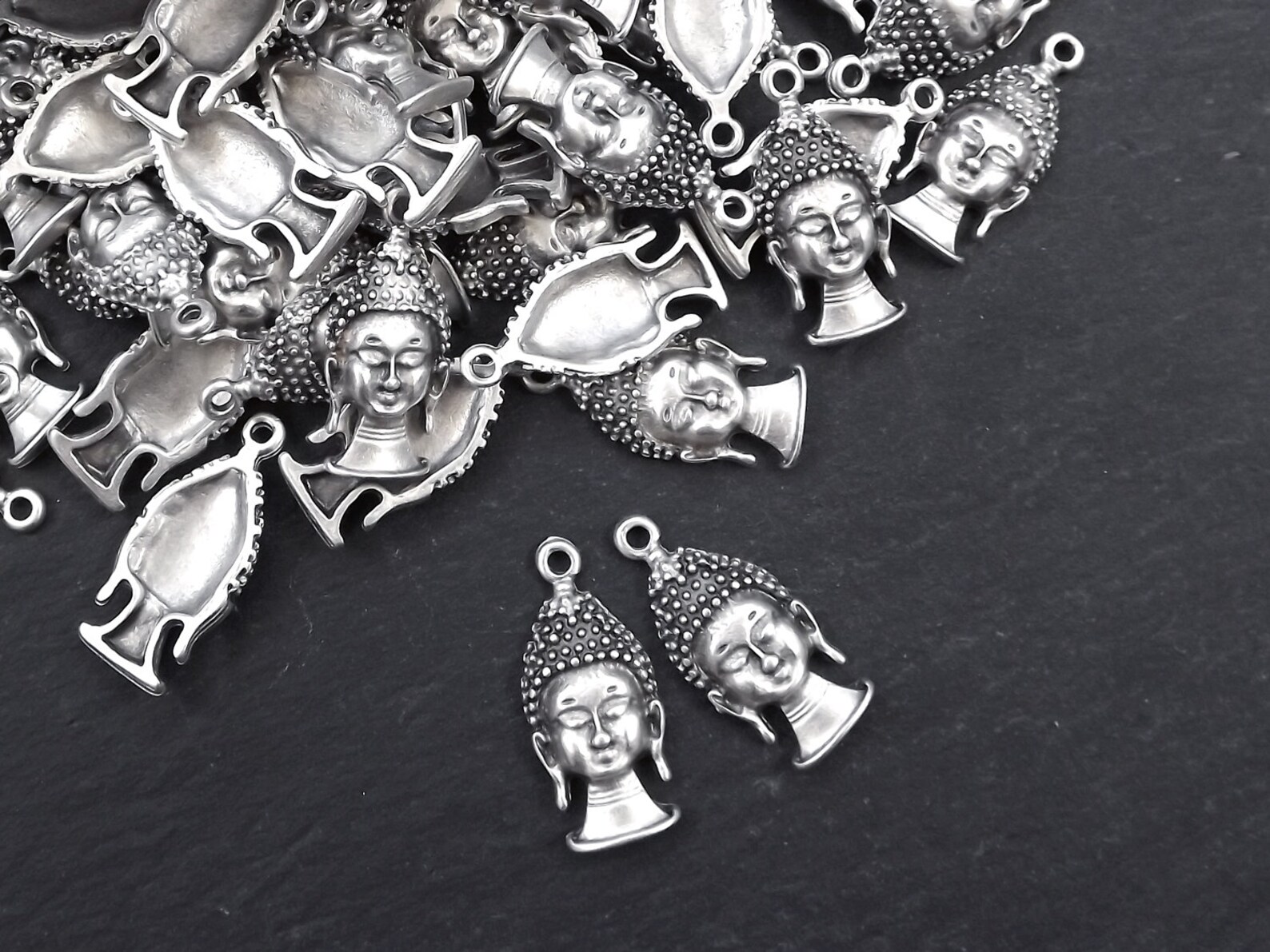 Silver Buddha Charms, Buddha Head, Tibetan Buddha, Buddha Pendant, Yoga ...