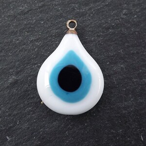 Evil Eye Charm, White Evil Eye, White Teardrop, Glass Evil Eye ...