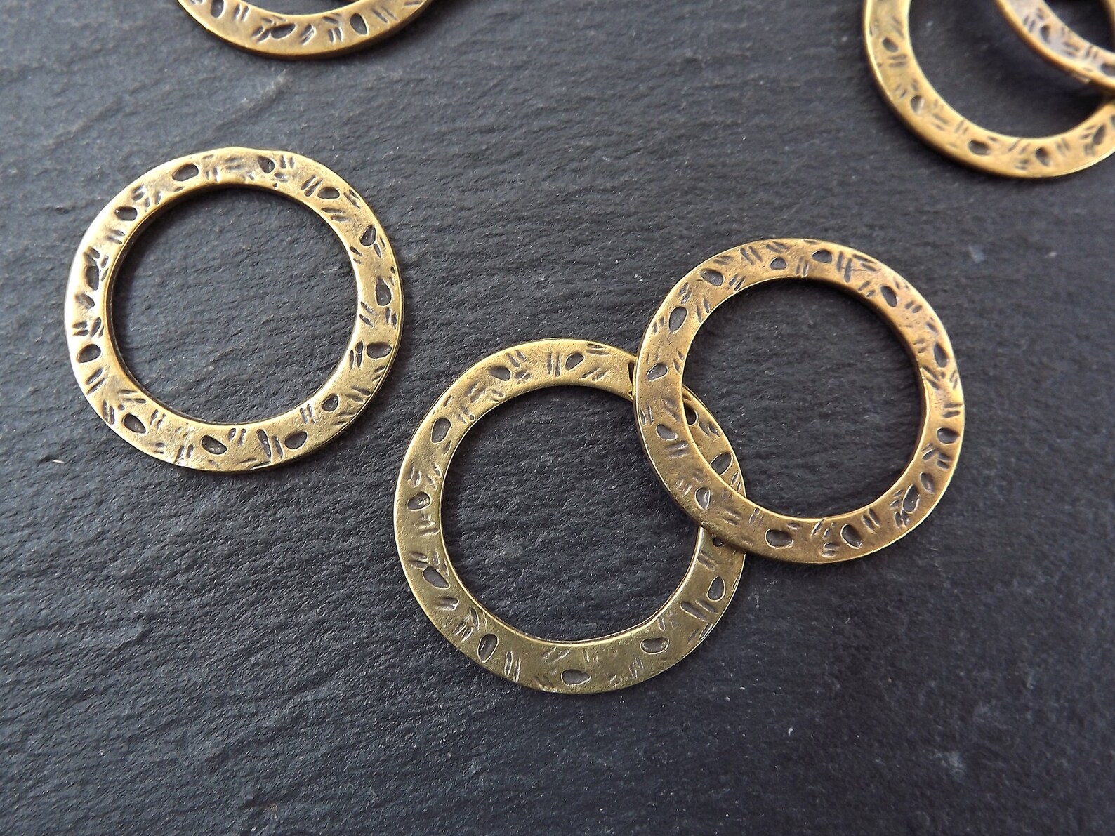 Bronze Ring Circle Link, Round Link Component, Organic Loop Pendant ...