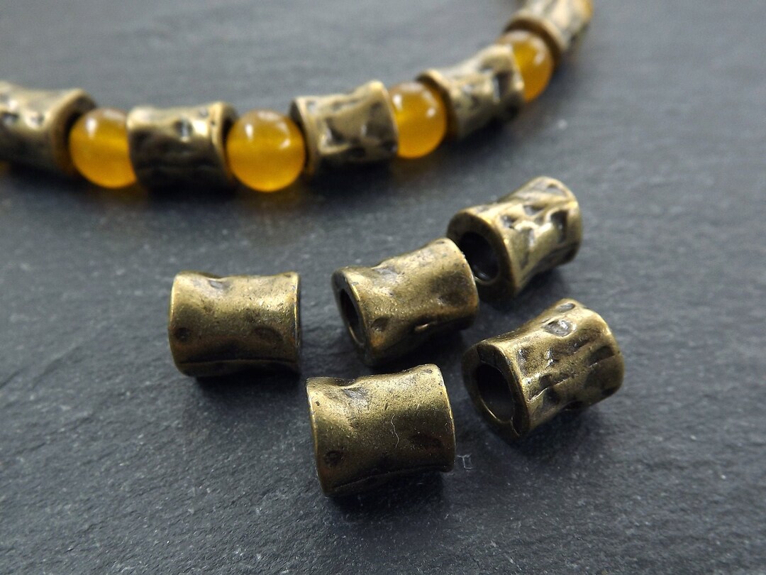 Bronze Tube Beads, Organic Cinched Barrel Bead, Statement Beads ...