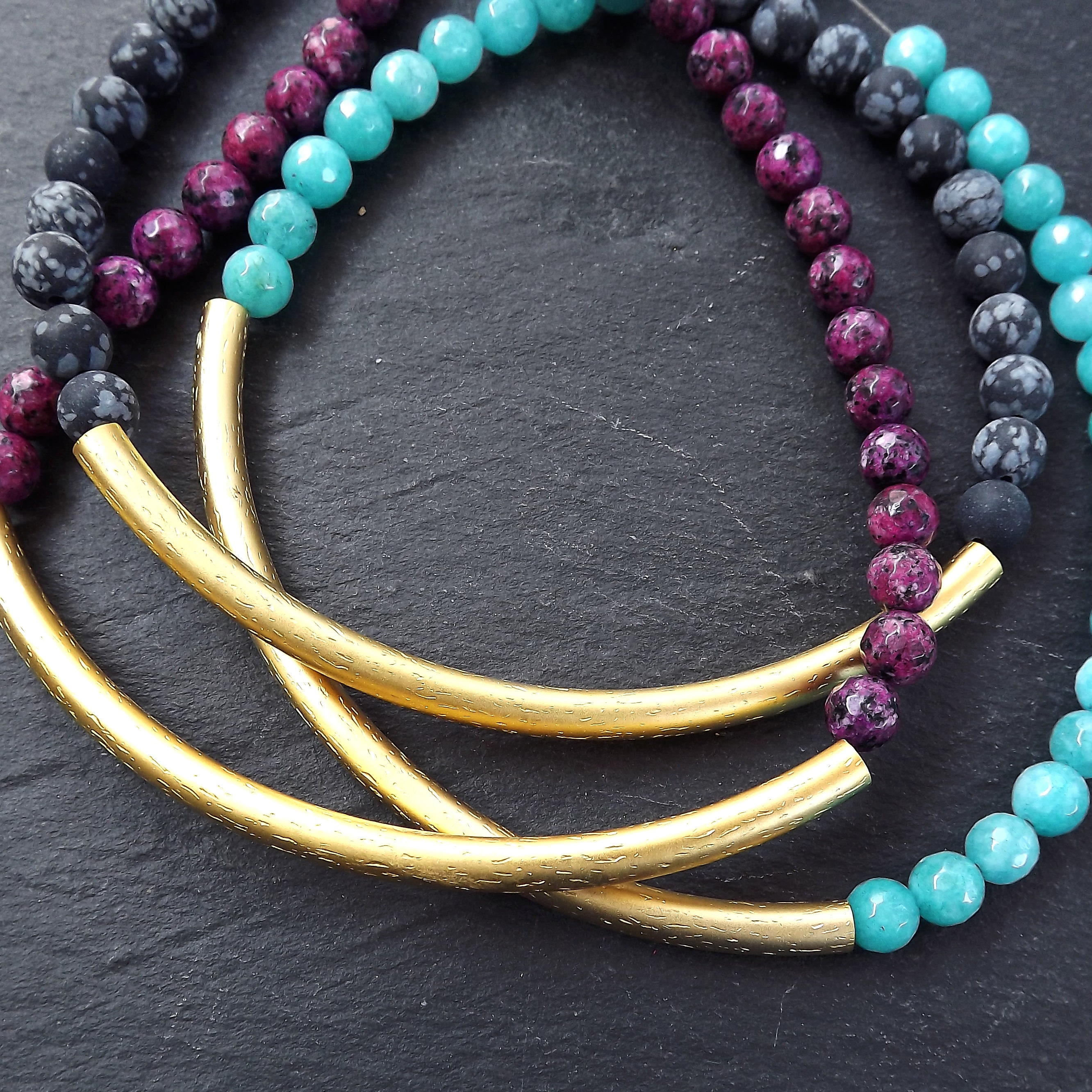 Gold Curve Tube Bead Bar, Large Curve Tube, Textured Tube Bead, Gold ...