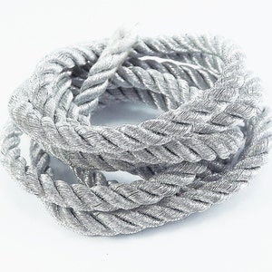 Metallic Silver Rope, 5mm Rope, Twisted Rope, Rayon Rope, Braid, Silver ...