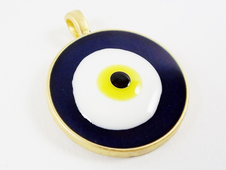Quirky Navy Blue Lucky Enamel Resin Evil Eye Pendant 22k - Etsy