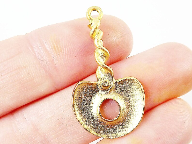 2 Twisted Spade Charms 22k Matte Gold Plated | Etsy