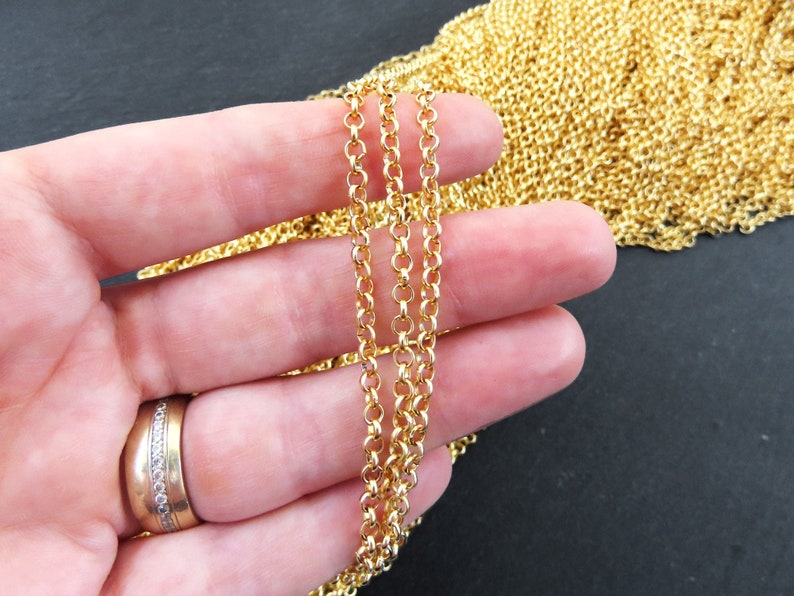 3mm Rolo Chain 22k Gold Plated 1 Meter or 3.3 Feet - Etsy