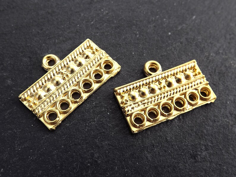 2 Gold Multi Strand Necklace Connector Dotted Rectangle 6 - Etsy
