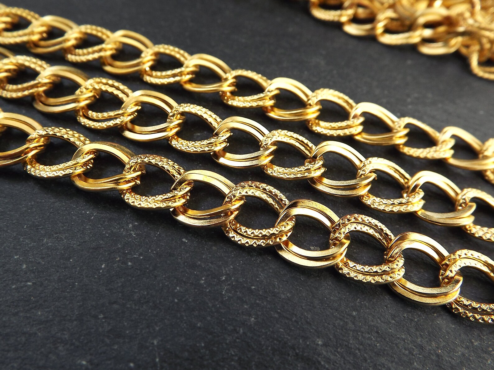 Twisted Double Link Textured Pressed Curb Chain Jewelry - Etsy