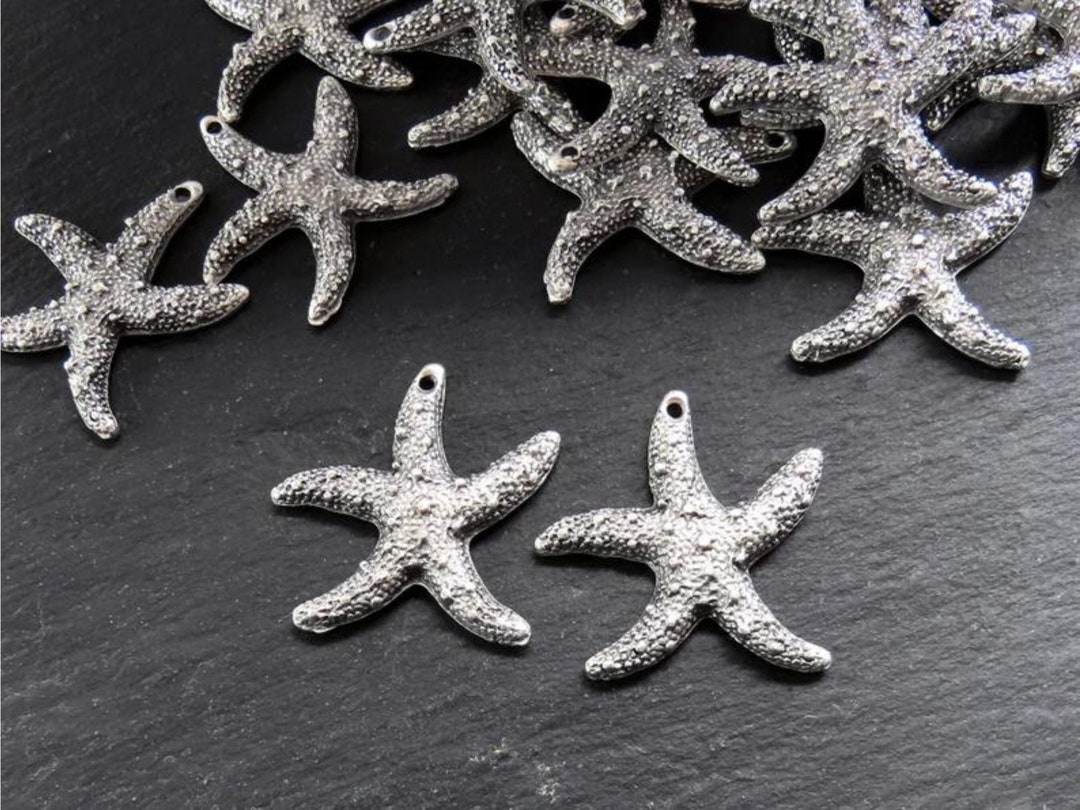 Spotted Starfish Sea Star Pendant Charms, Top Drilled Hole, Matte ...