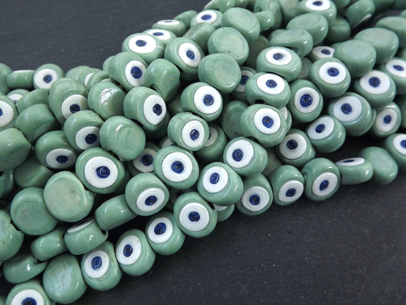 6 Seafoam Green Evil Eye Nazar Glass Bead Traditional Turkish - Etsy