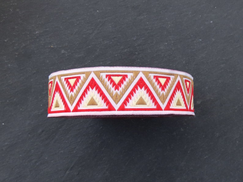 Triangle Jacquard Ribbon 10m Spool, Red Mustard Lemon Yellow Chevron ...