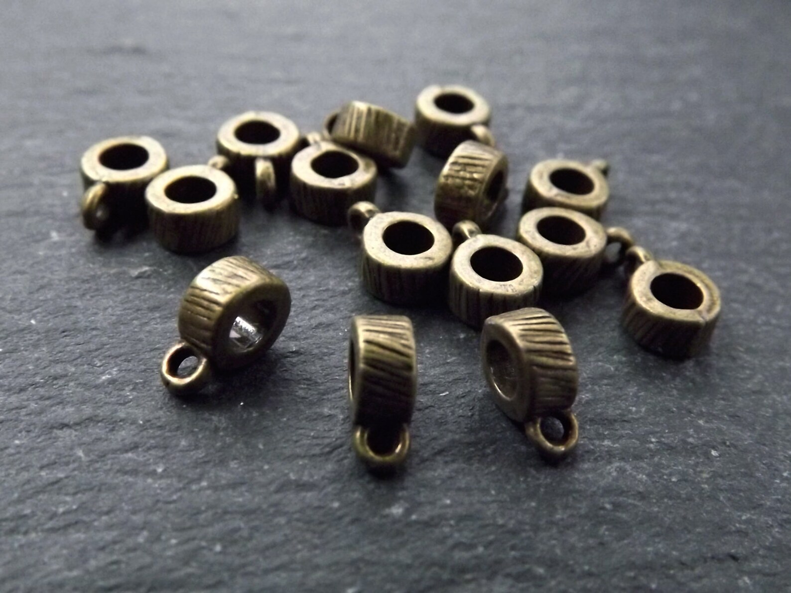 Mini Bead Bail, Charm Holder, Tiny Bail, Cord Bail, Slider Bail, Bronze ...