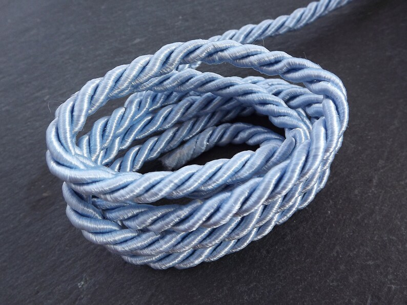 Light Baby Blue 7mm Twisted Rayon Satin Rope Silk Braid Cord - 3 Ply ...