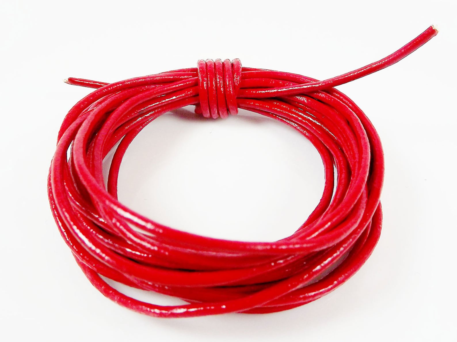 2mm Round Leather Cord Scarlet Red - 3 Meters - 9ft Feet 10 Inches ...