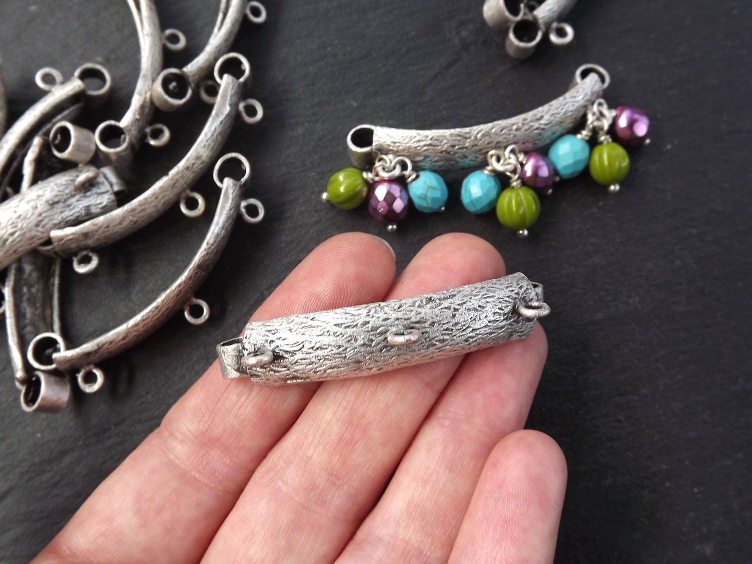 Bracelet Bar Silver Bracelet Connector Silver Bar Unusual | Etsy