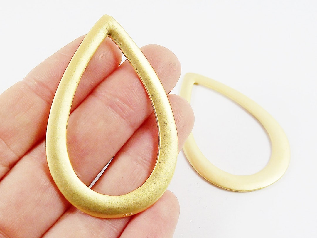 Large Flat Tear Drop Loop Link Pendant Smooth Teardrop Frame 22k Matte ...