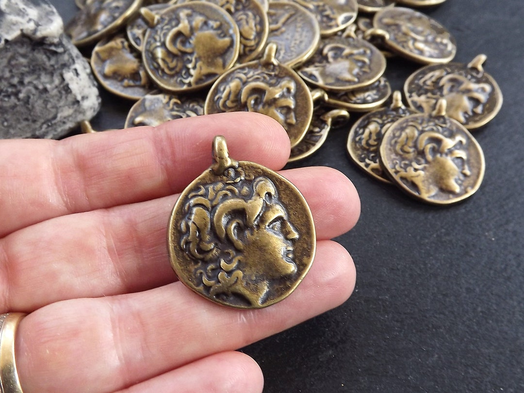 Alexander the Great Coin, Bronze Greek Coin Pendant, Medallion Pendant ...