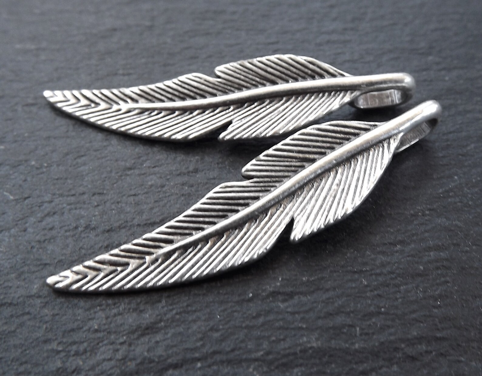 Silver Feather Charms Feather Pendants Tribal Charm Tribal - Etsy