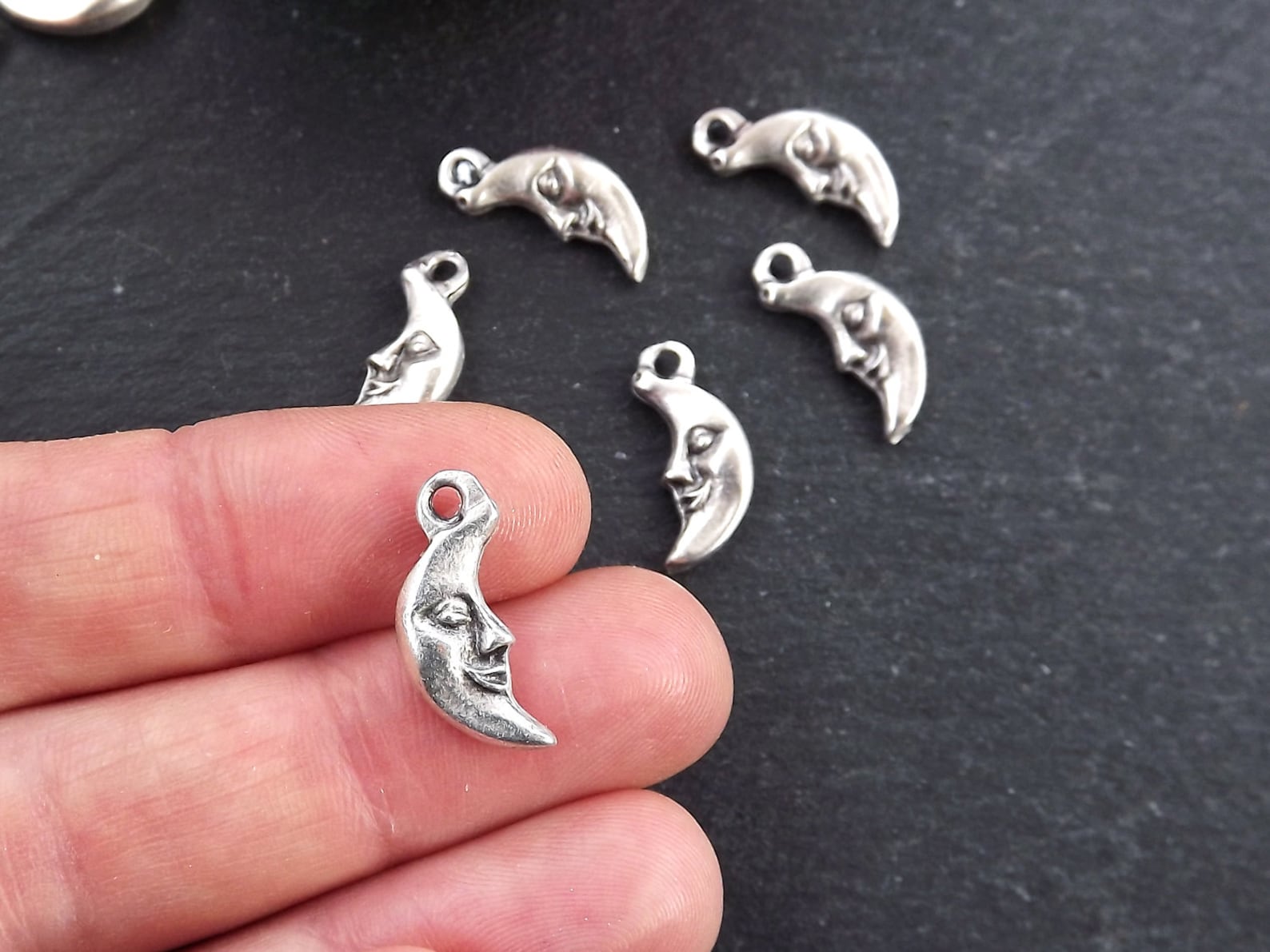 Moon Charm Smiling Moon Charms Silver Moon Charms Crescent - Etsy
