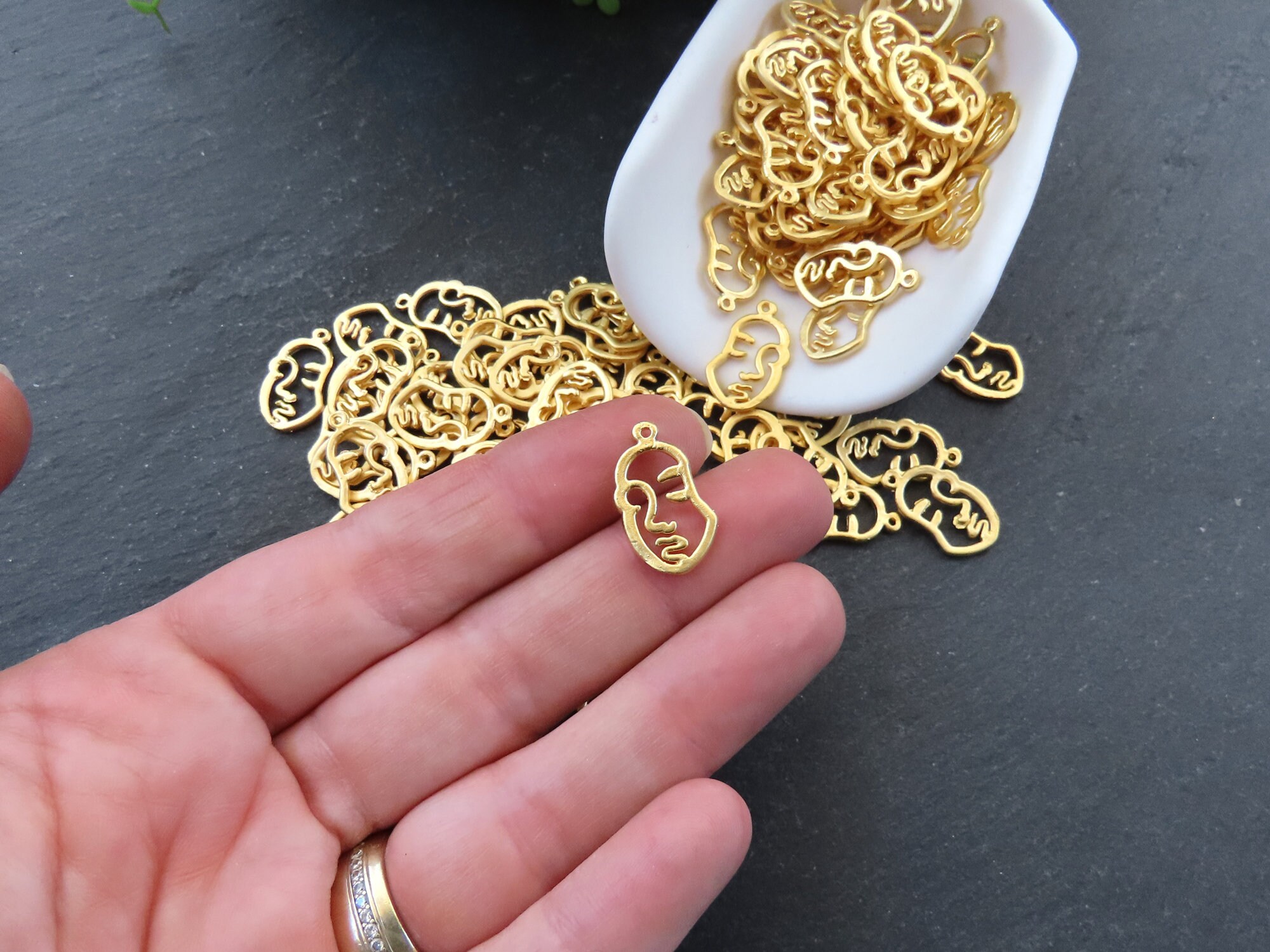 Small Face Pendant Charms Female Face Outline Silhouette - Etsy