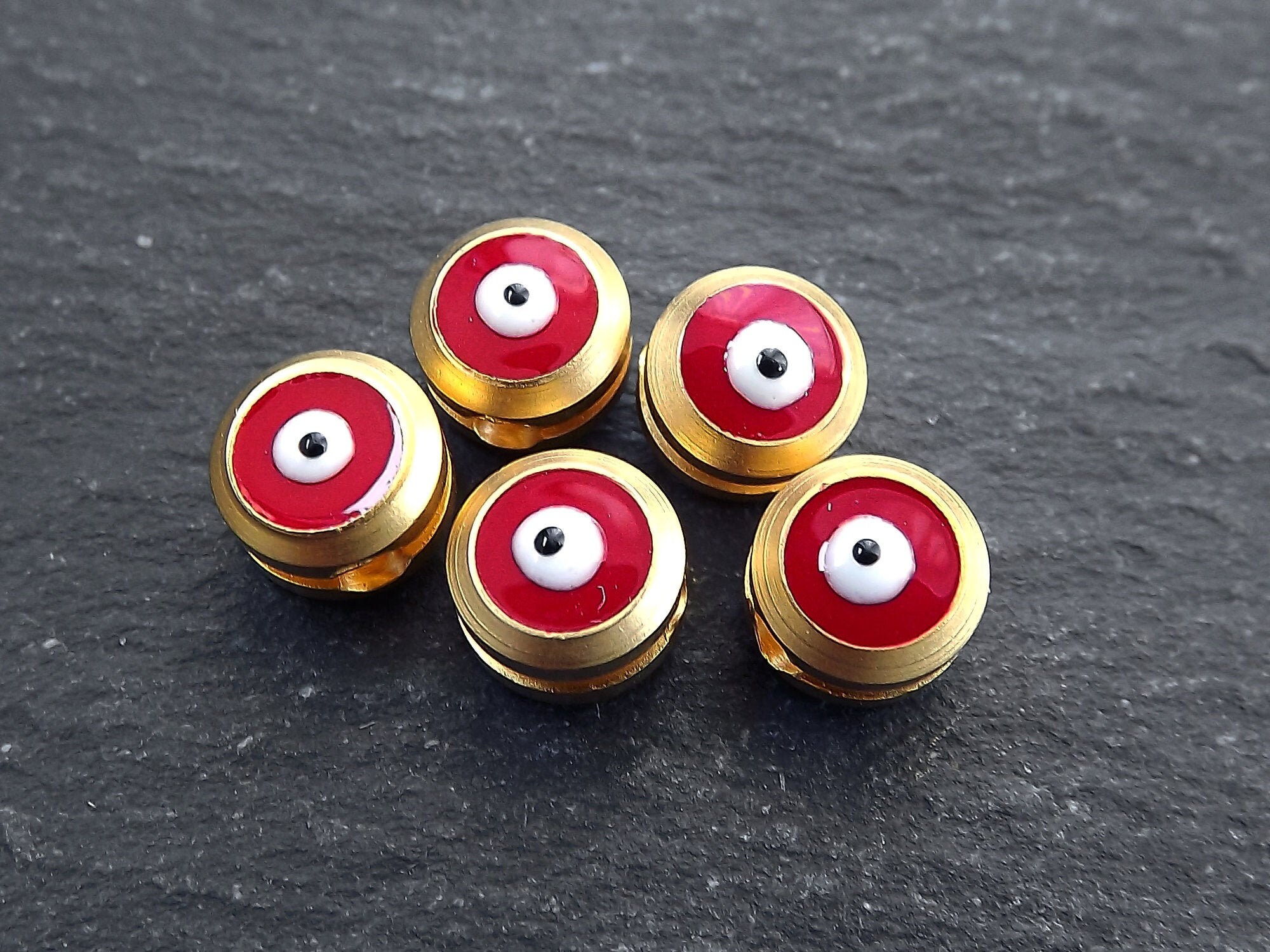 Evil Eye Beads Red Evil Eye Enamel Evil Eye Bead Bead | Etsy