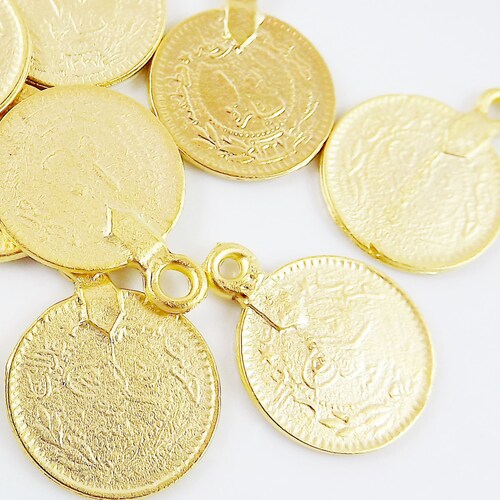 10 Large Round Gold Coin Charms Jewelry Supplies Rustic Coins - Etsy