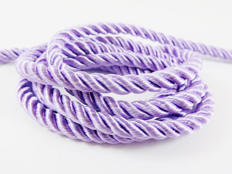 Lilac Purple 5mm Twisted Rayon Satin Rope Silk Braid Cord - 3 Ply Twist ...