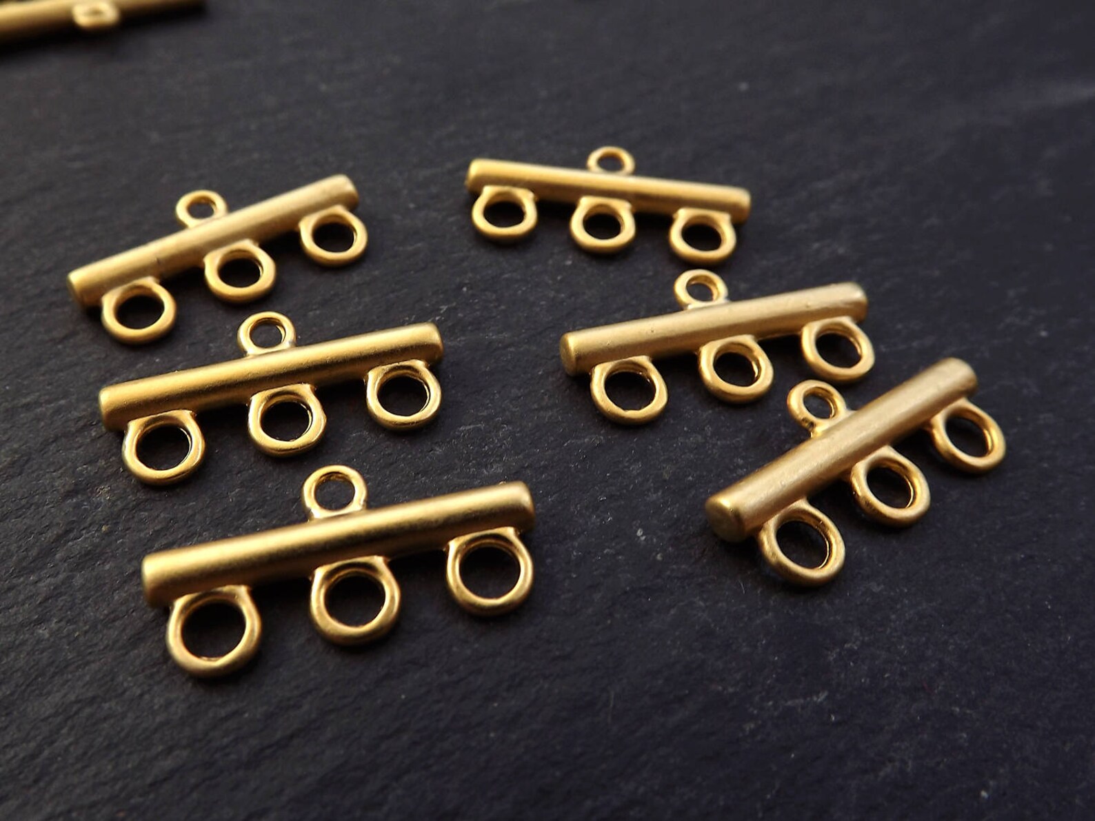 3 Hole Multi Strand Link Connector 22k Matte Gold Plated 6 | Etsy