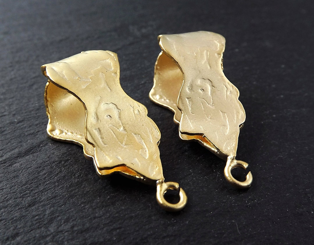 Large Gold Bails, Unusual Textured Pendant Bails, Bead Tube, Bail for ...