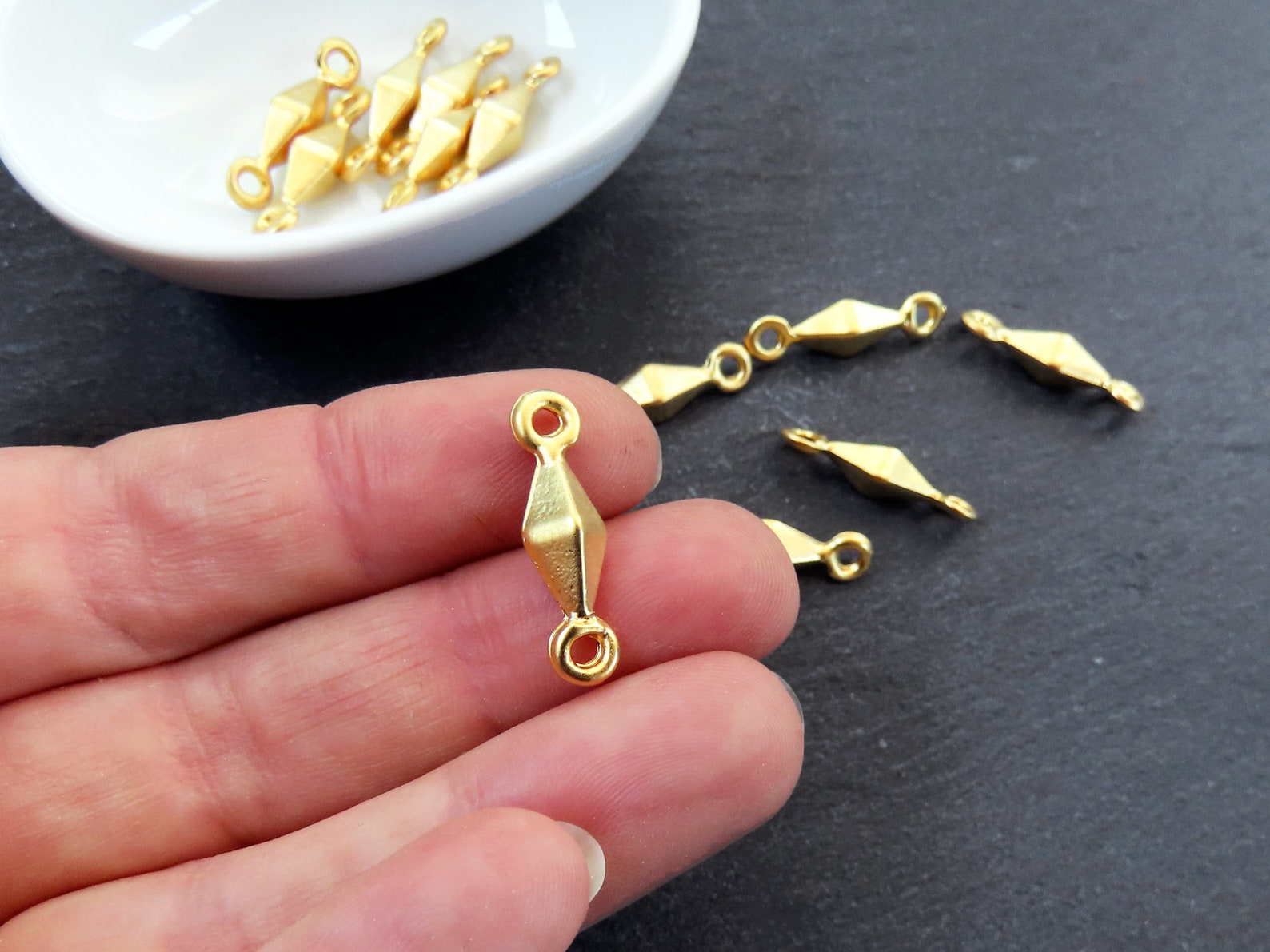Geometric Diamond Charm Connectors With Two Loops Connector - Etsy