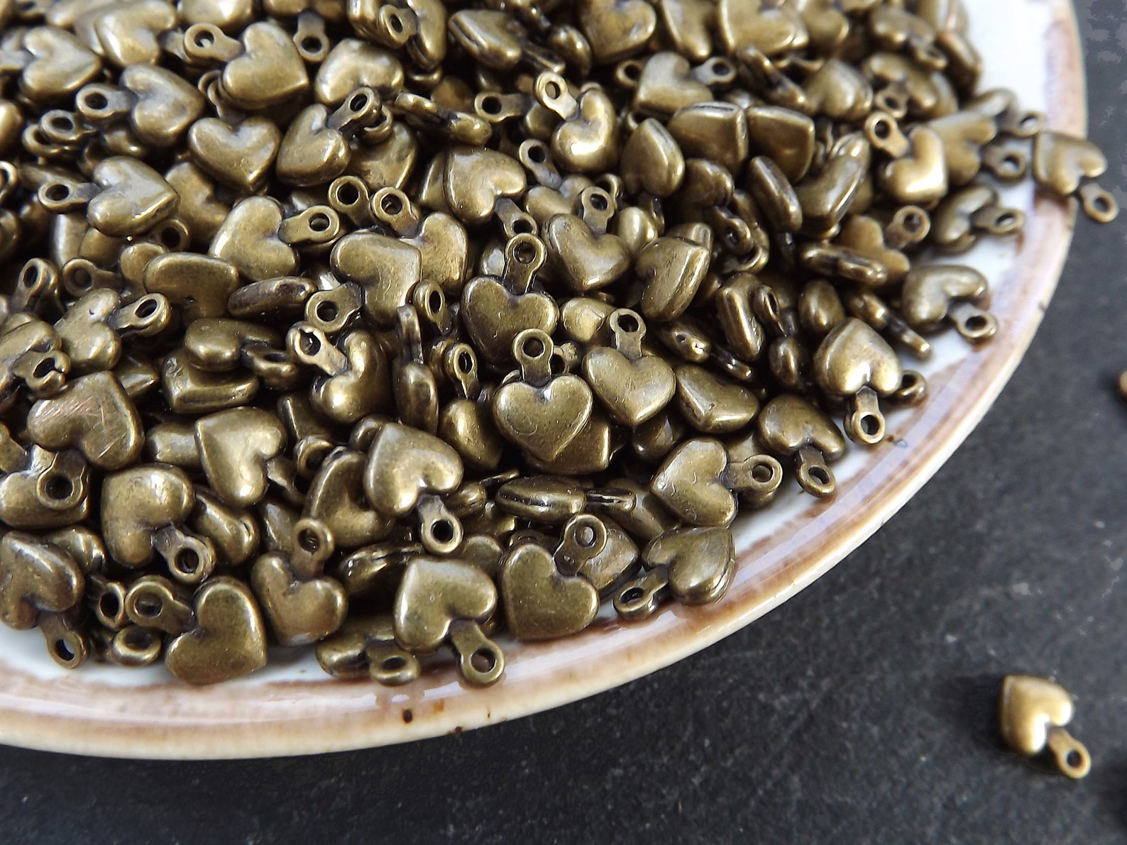 Tiny Heart Charms Bronze Puff Heart Charm Mini Heart Charms - Etsy
